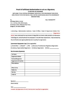 Proof of Sufficient Authorization to act as a Signatory – Letter Format ...